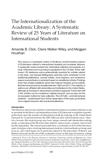 (PDF) The Internationalization of the Academic Library: A Systematic ...