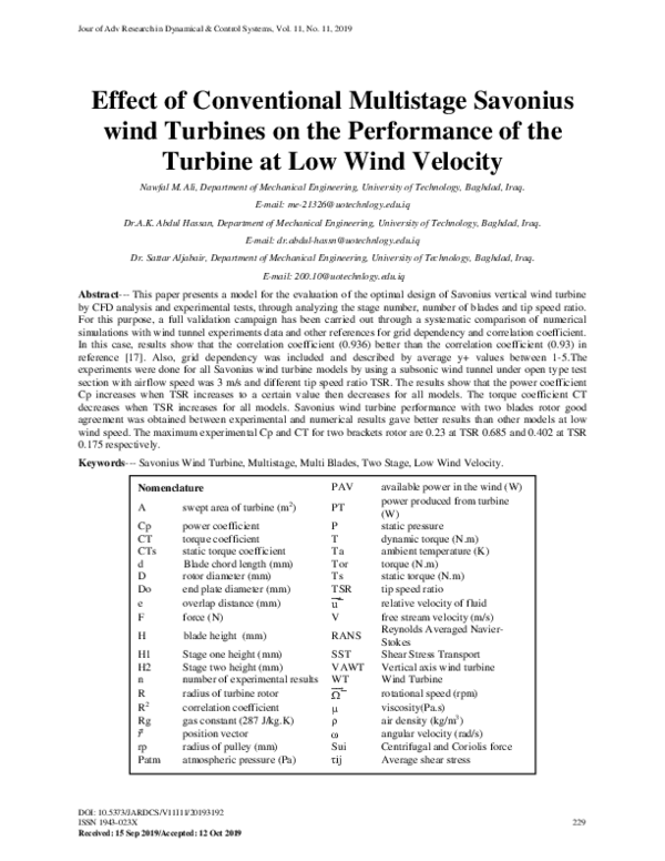 (PDF) Effect of Conventional Multistage Savonius wind Turbines on the Performance of the Turbine ...