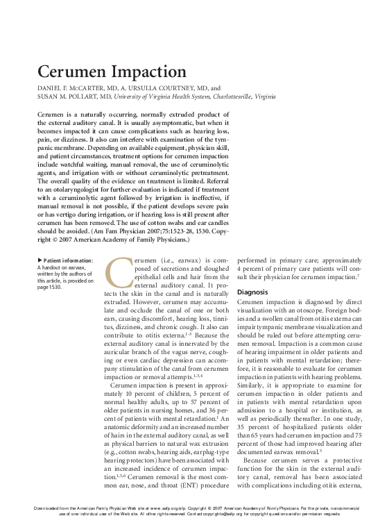 (PDF) Cerumen impaction