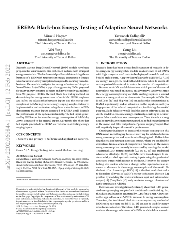 Pdf Ereba Black Box Energy Testing Of Adaptive Neural Networks