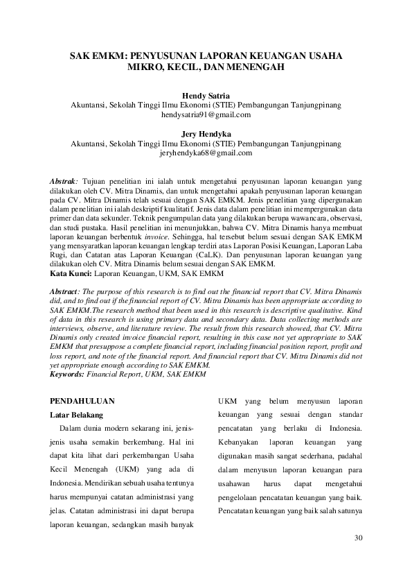 (PDF) Sak Emkm: Penyusunan Laporan Keuangan Usaha Mikro, Kecil, Dan ...