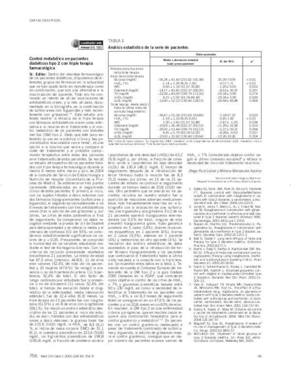 (PDF) Control metabólico en pacientes diabéticos tipo 2 con triple ...