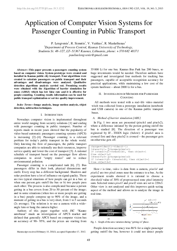 (PDF) Application Of Computer Vision Systems For Passenger Counting In ...