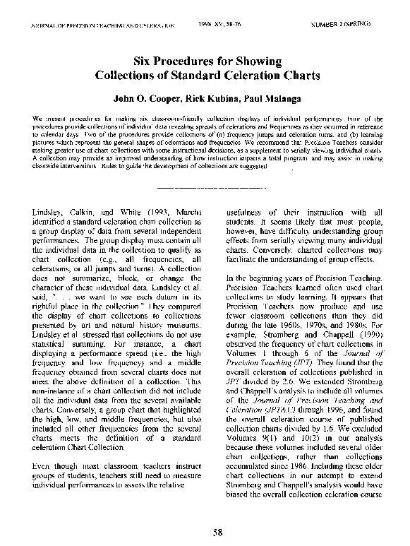 (PDF) Six Procedures for Showing Collections of Standard Celeration Charts