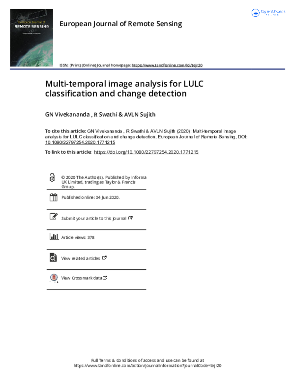 (PDF) Multi-temporal image analysis for LULC classification and change detection