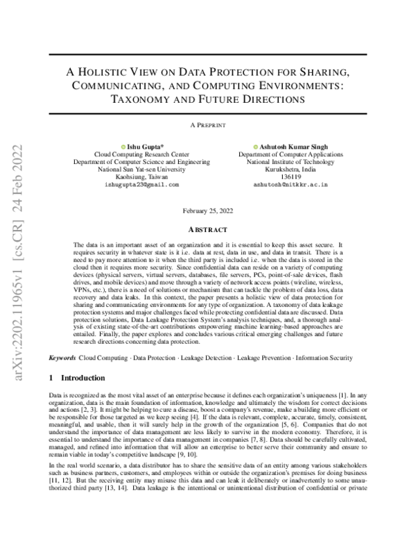 (PDF) A Holistic View on Data Protection for Sharing, Communicating ...