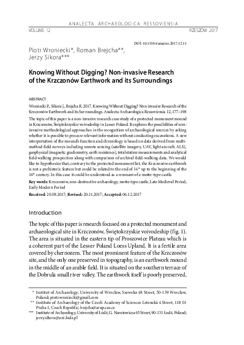 (PDF) Knowing Without Digging? Non-invasive Research of the Krzczonów ...