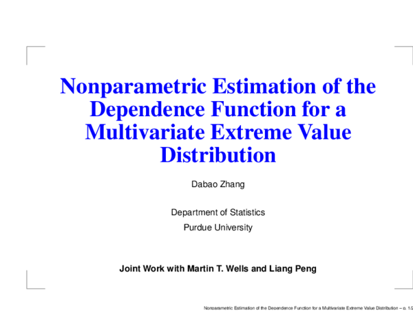 Pdf Nonparametric Estimation Of The Dependence Function For A Multivariate Extreme Value