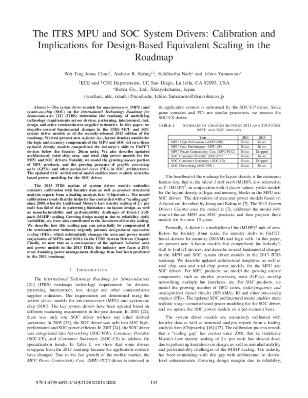 (PDF) The ITRS MPU and SOC system drivers: Calibration and implications ...