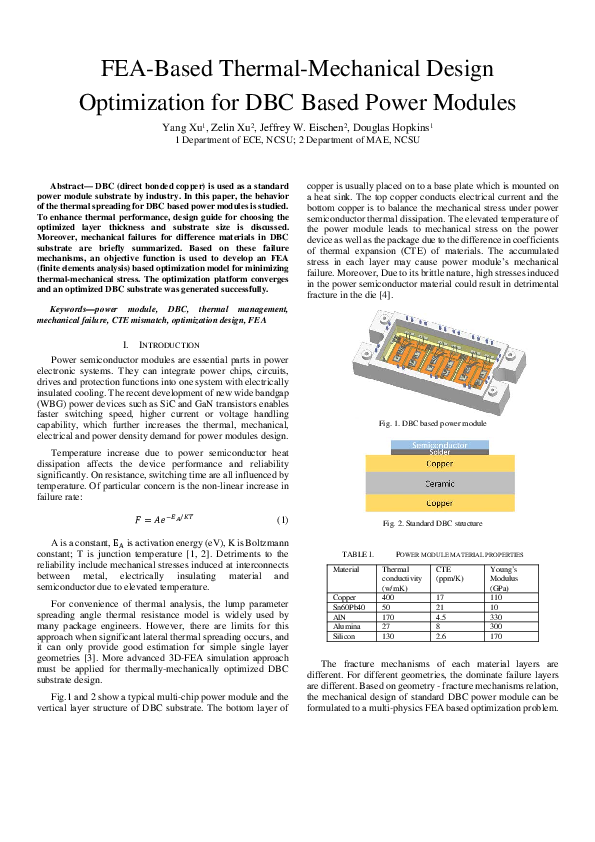 (PDF) FEA-Based Thermal-Mechanical Design Optimization for DBC Based ...