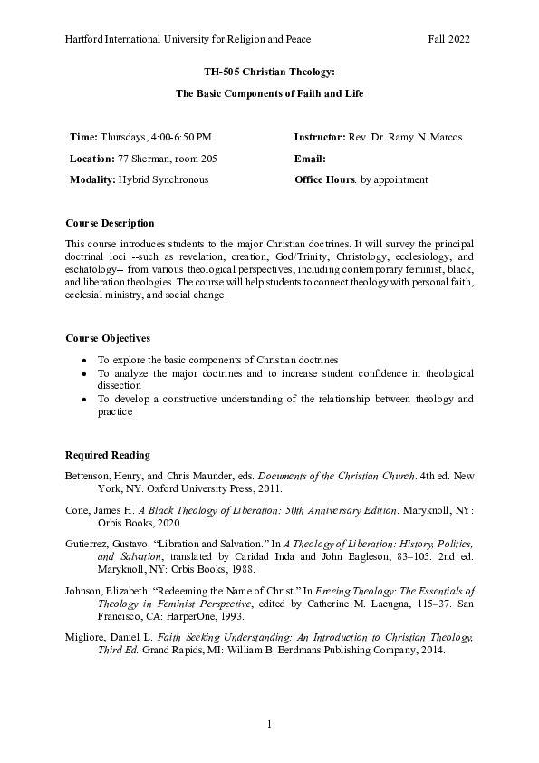(PDF) Christian Theology: The Basic Components of Faith and Life (Fall ...