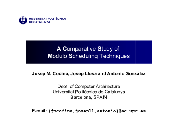 (PDF) A comparative study of modulo scheduling techniques | Josep Llosa ...