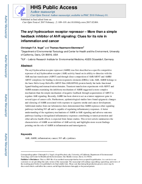 (PDF) The aryl hydrocarbon receptor repressor – More than a simple ...