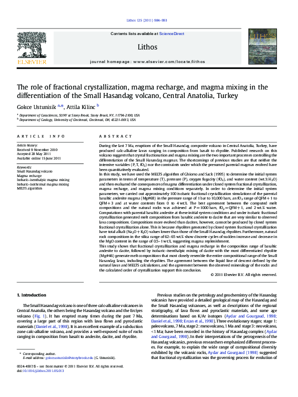 (PDF) The role of fractional crystallization, magma recharge, and magma ...