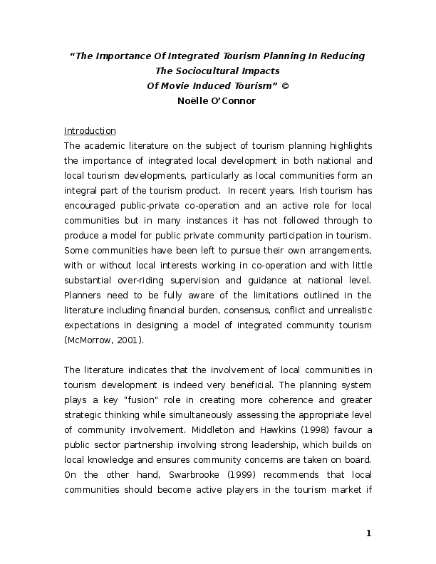 (DOC) The importance of integrated tourism planning in reducing the ...