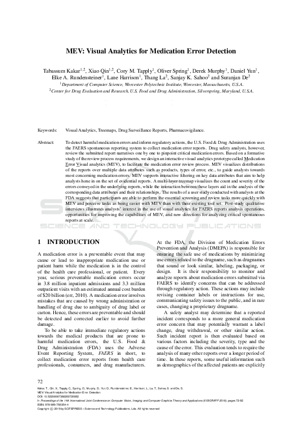 (PDF) MEV: Visual Analytics for Medication Error Detection