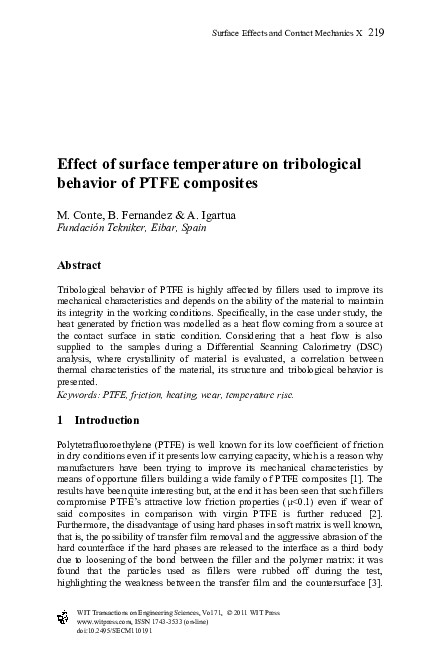 (PDF) Effect of surface temperature on tribological behavior of PTFE ...