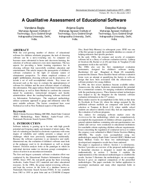(PDF) A Qualitative Assessment of Educational Software