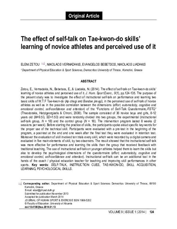 (PDF) The effect of instructional self-talk on performance and learning ...