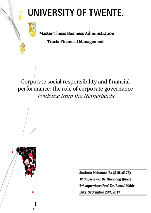 (PDF) Corporate social responsibility and financial performance: the role of corporate ...