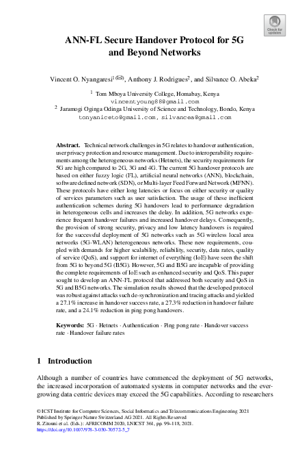 (PDF) ANN-FL Secure Handover Protocol for 5G and Beyond Networks