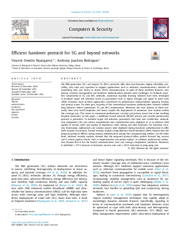 (PDF) Efficient handover protocol for 5G and beyond networks