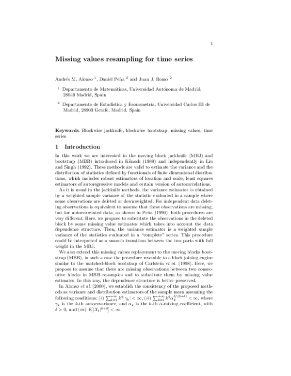 Pdf Missing Values Resampling For Time Series