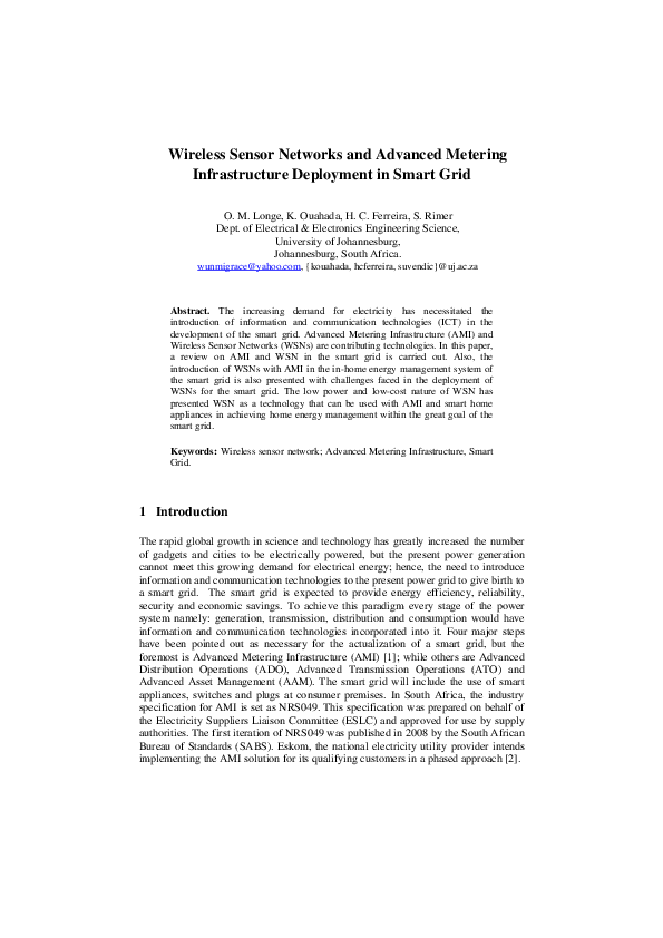 Pdf Wsns And Ami For Smart Grid Energy Management 3144