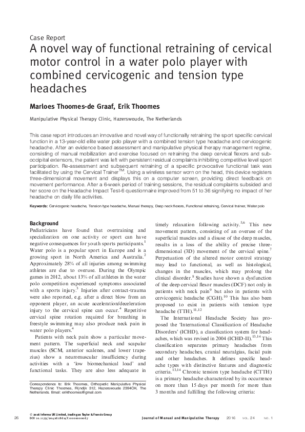 (PDF) A novel way of functional retraining of cervical motor control in ...