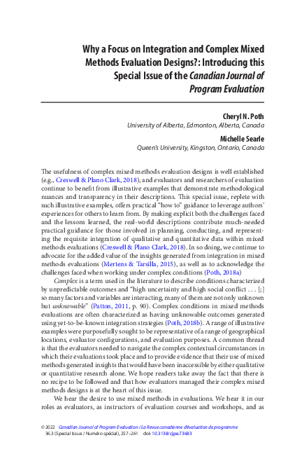 (PDF) Why a Focus on Integration and Complex Mixed Methods Evaluation ...