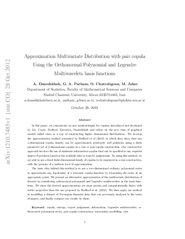 (PDF) Approximation Multivariate Distribution with Pair Copula Using the Orthonormal Polynomial ...