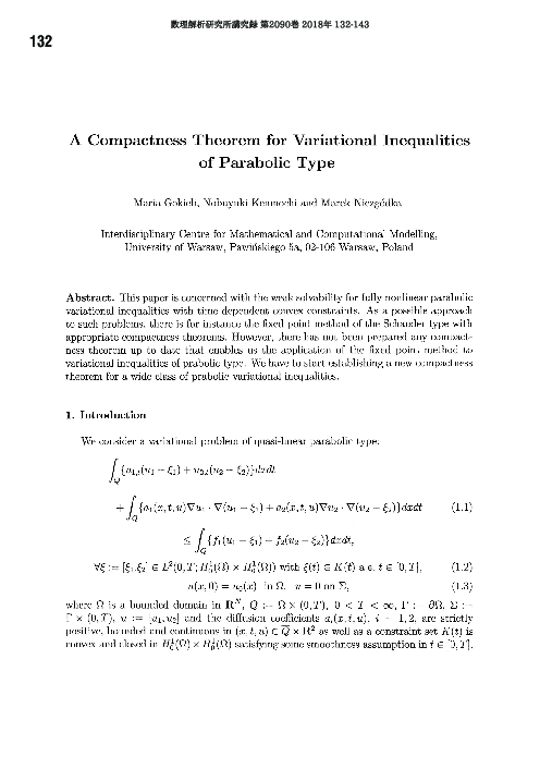 (PDF) A New Compactness Theorem for Variational Inequalities of Parabolic Type | Marek Niezgódka ...