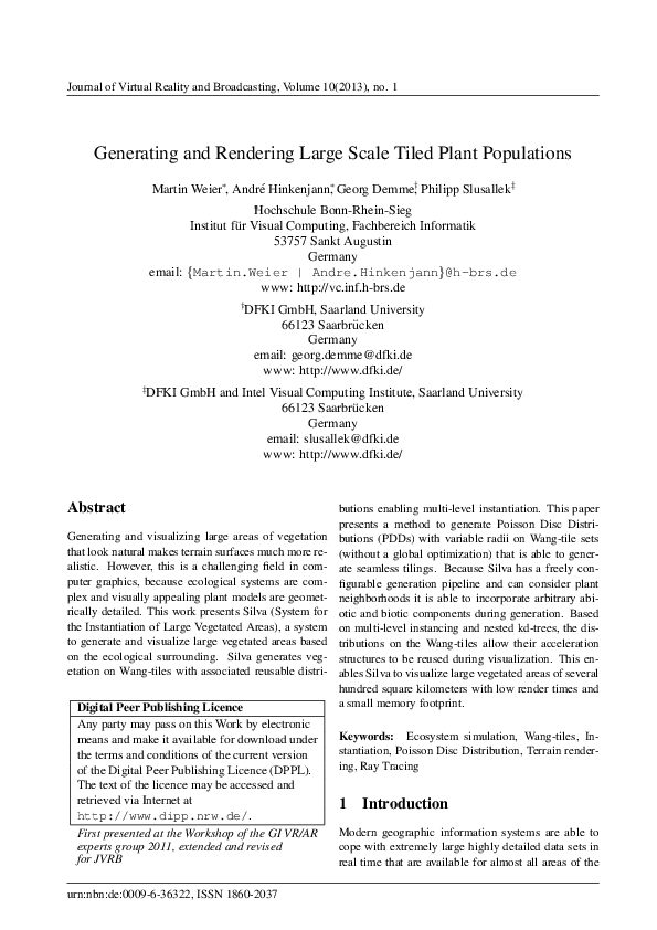 (PDF) Journal of Virtual Reality and Broadcasting, Volume 10(2013), no ...