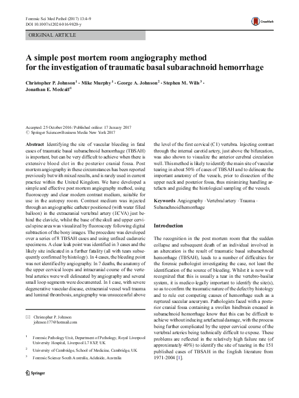 (PDF) A simple post mortem room angiography method for the ...