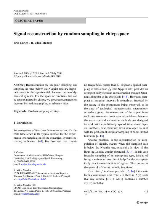 (PDF) Signal reconstruction by random sampling in chirp space | Eric ...