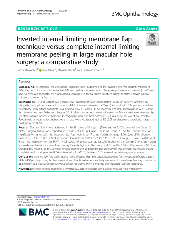 (PDF) Inverted internal limiting membrane flap technique versus complete internal limiting ...