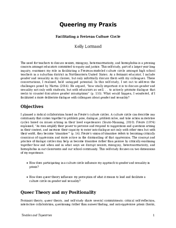 (PDF) Queering my Praxis