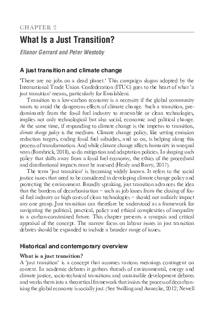 (PDF) Chapter 2 What Is a Just Transition?