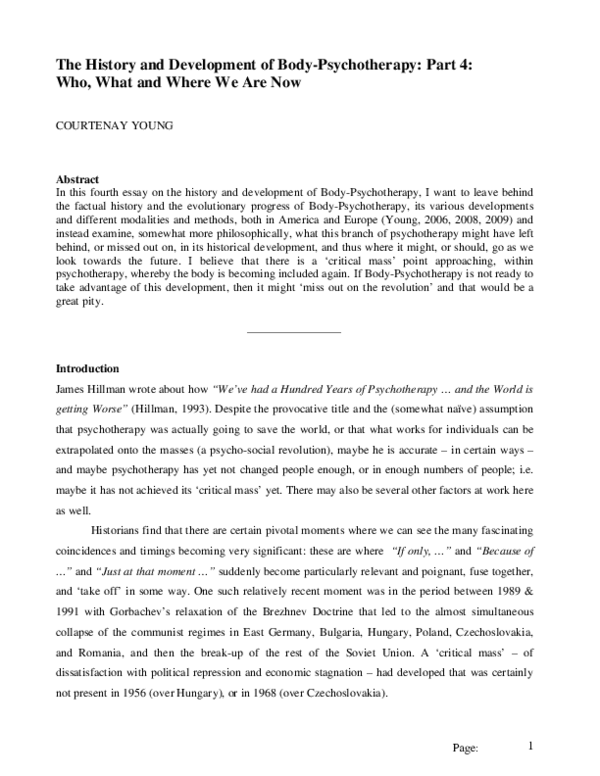 (PDF) The History and Development of Body-Psychotherapy: Part 4: Who ...
