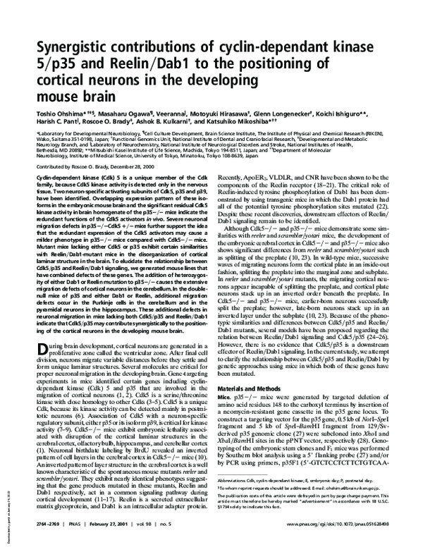 (PDF) Synergistic contributions of cyclin-dependant kinase 5/p35 and ...