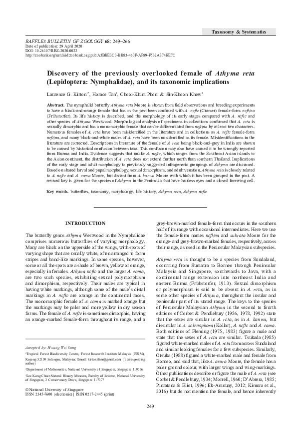 (PDF) Discovery of the previously overlooked female of Athyma reta ...