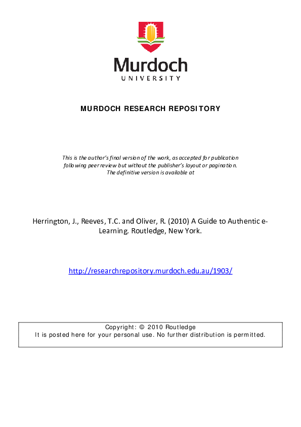 (PDF) A Guide to Authentic e-Learning