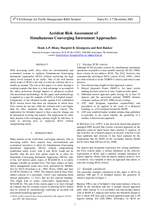 (PDF) Accident Risk Assessment of Simultaneous Converging Instrument ...