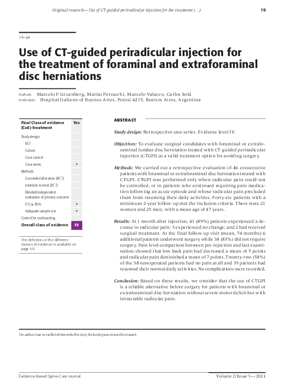(PDF) Use of CT-guided periradicular injection for the treatment of ...