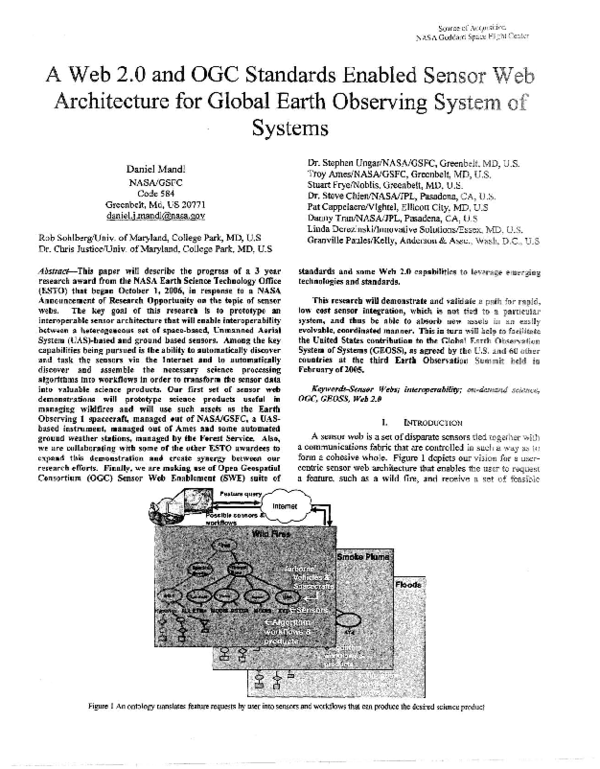 (PDF) A Web 2.0 and OGC standards enabled sensor Web architecture for global earth observing ...