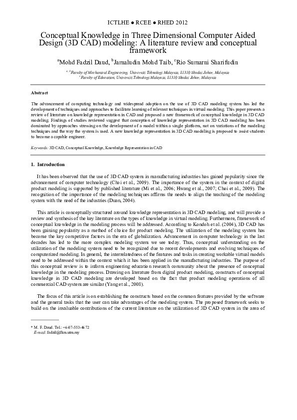 (PDF) Contextual Knowledge in Three Dimensional Computer Aided Design (3D CAD) Modeling: A ...