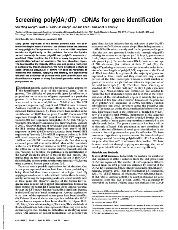 (PDF) Screening poly(dA/dT)- cDNAs for gene identification