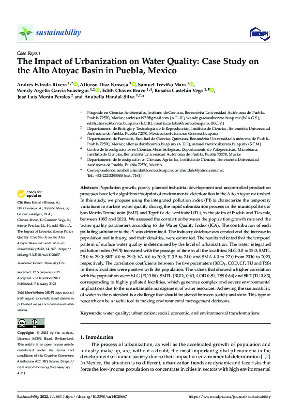 (PDF) The Impact of Urbanization on Water Quality: Case Study on the ...