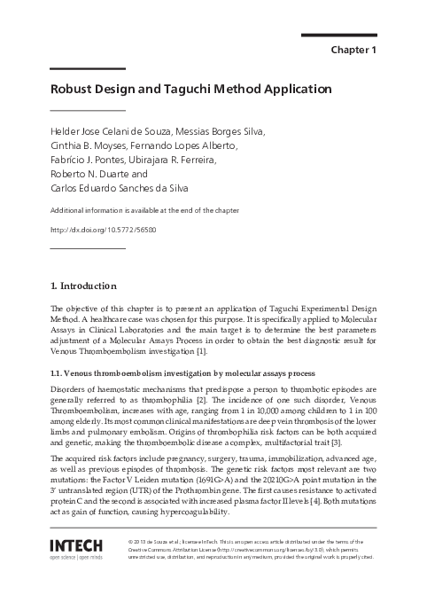 (PDF) Robust Design and Taguchi Method Application