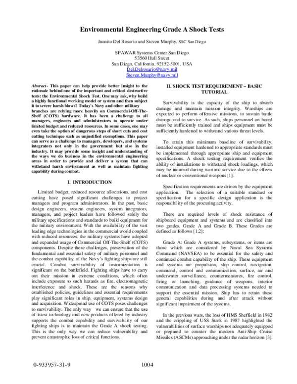 (PDF) Environmental engineering Grade A shock tests